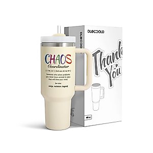 DLOCCOLD Thank You Gifts for Women, Chaos Coordinator Tumbler, Boss Lady Gifts for Women, Coworker, Mom, Manager, Teacher, Nurse, Birthday, Administrative Professional Day Gifts, 40oz Tumbler, Cream