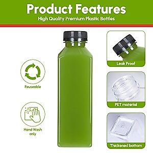 The Buyer Choice 162pcs 16oz Plastic juice containers with lids Bulk Reusable juice Bottles for juicing with Black Tamper Evident Lids, Disposable Empty Clear Bulk Beverage Containers for smoothies