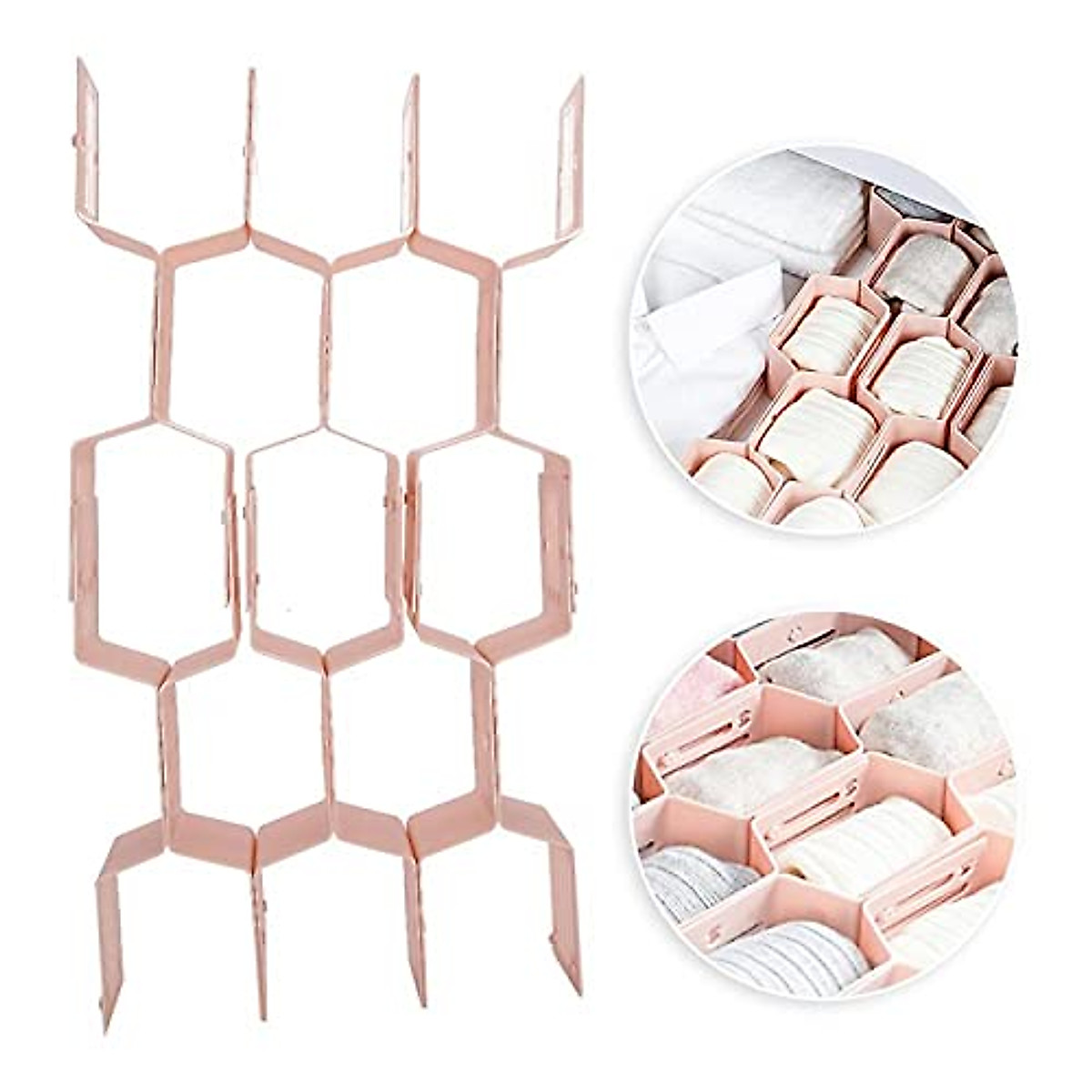 Oumefar 12pcs Drawer Dividers Organizer, Underwear Drawer Tool Drawer Divider Adjustable Honeycomb Closet Organizer Drawer Dividers(Pink)