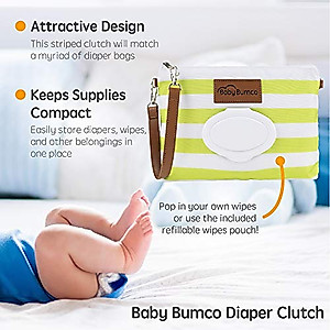 Bumco Diaper Clutch Bag and Mini Diaper Cream Spatula - Baby Travel Essential, Small Baby Bag with Wipes Dispenser, BPA-Free Butt Spatula Baby, Mini Diaper Cream Applicator with Case, Baby Essentials