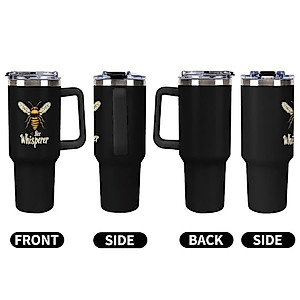 Bee Whisperer Insulated Tumblers with Handle Stainless Steel Coffee Mug Funny Travel Cup with Lid Straw 40oz