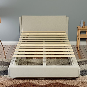 Continental Mattress, 0.68-Inch Horizontal Wooden Bunkie Board/Bed Slats, Enhance Mattress Support, Queen(60.5"), Beige