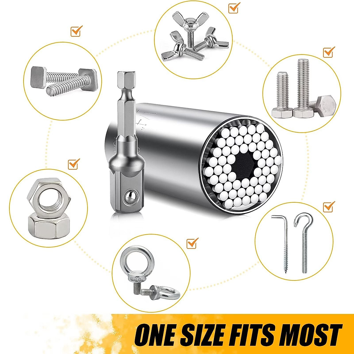 Stocking Stuffers White Elephant Christmas Gifts for Adults Men-Super Universal Socket Tools for Him Teens, Wrench Set Unscrew Any Bolt-Silver