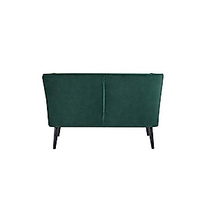 A&D Home 52.3” Manhattan Mid-Century Modern Velvet Armless Loveseat Sofa Chair with Wood Legs, Green