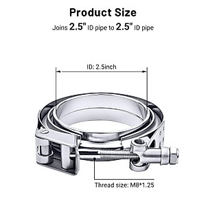 EVIL ENERGY V Band Clamp Quick Release Stainless Steel with Flange Male Female Mild Steel 2.5 Inch