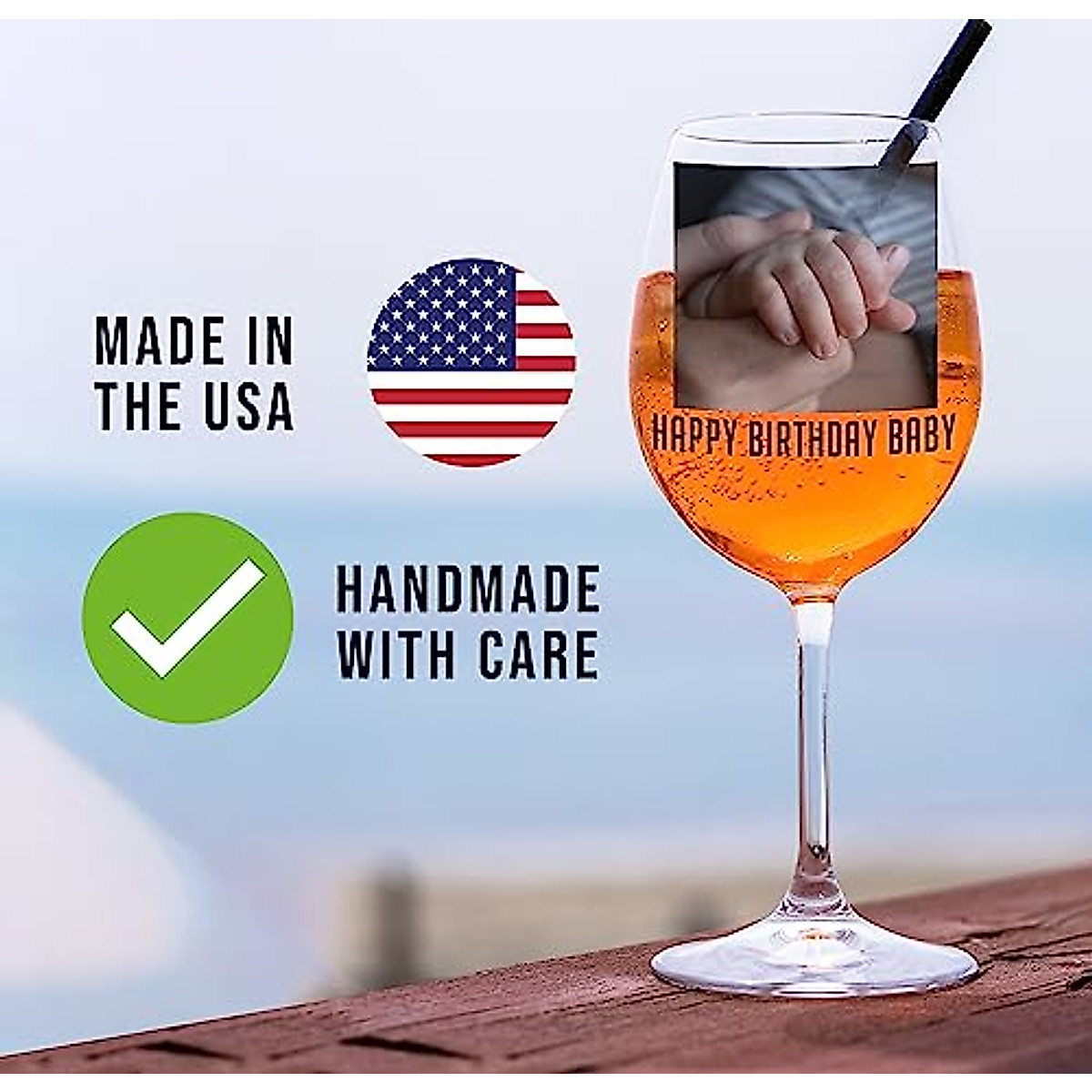 Personalized 16oz Photo Picture Print Stemmed Wine Glass - New Mom Gifts, Unique Gift for Mother's Day, Postpartum Gifts, Women After Birth, First Time Mom and Dad, New Parents, Her Mama Mommy, Baby