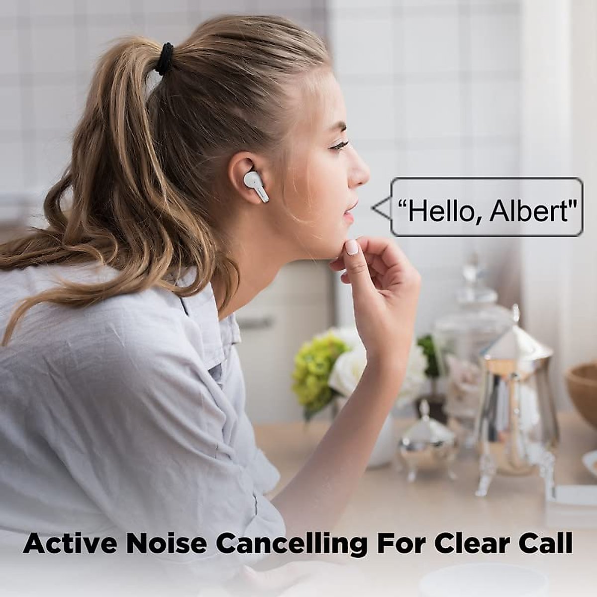 Wireless Earbuds, Active Noise Cancelling Earbuds with Bluetooth 5.2 - Portable Charging Case - Microphone, 8H Active Noise Reduction, Bluetooth Earbuds with Clear Call Game Mode Voice Assistance