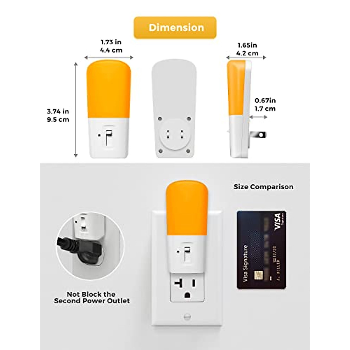 LOHAS Amber Night Light, Dimmable Plug in LED, Yellow Night Light with Dusk to Dawn Sensor, Kids Night Lights for Bedroom, 5-80LM Sleep Aid No Blue Light for Nursery, Hallway, Kitchen, Stairway, 2Pack