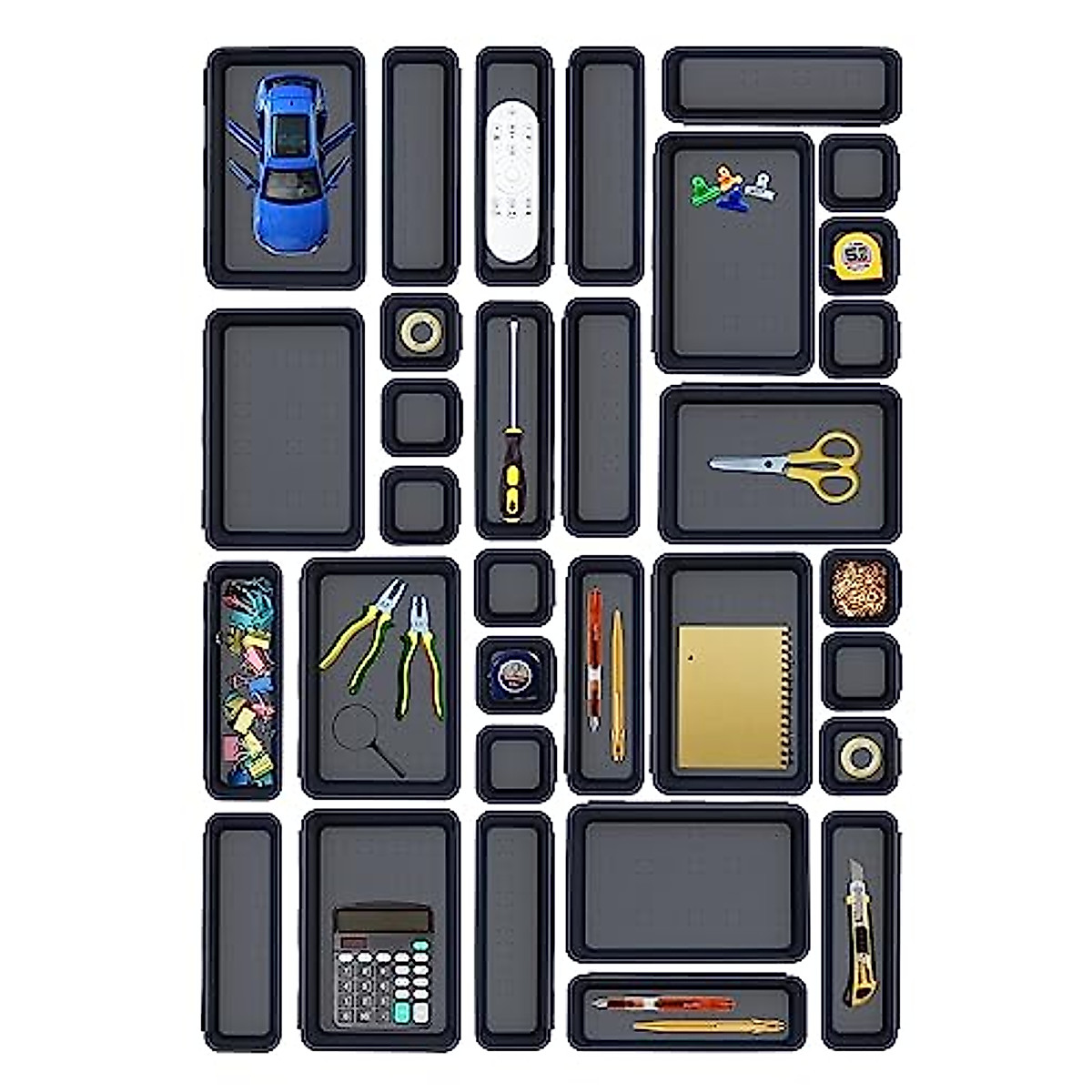 Kutesna 32 PCS Interlocking Desk Drawer Organizer Separator for Office,Bathroom,Kitchen,Makeup Tool Box Organizer and Storage Tool Tray Divider