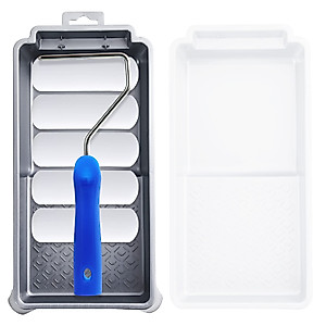 Mister Rui-Foam Paint Roller, 4 Inch-8 Pack Paint Roller Kit, Complete 4" Mini Paint Roller Kit with Small Foam Paint Roller Covers, Frame, Tray, and Liner for Professional Painting Results