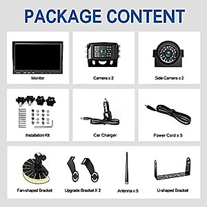 ZEROXCLUB 10'' 1080P Wireless Backup Camera System, 10 Inch DVR Quad Split Monitor Wireless Rear Side View Cameras, IP69 Waterproof Digital Signal Record System for RV/Truck/Trailer/Camper-BW104SL