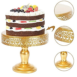 Cake Stand 10 Inches Round Cupcake Stands Gold Pedestal Holder Party Dessert Display Stand for Wedding Brithday Celebration Baby Shower Gold
