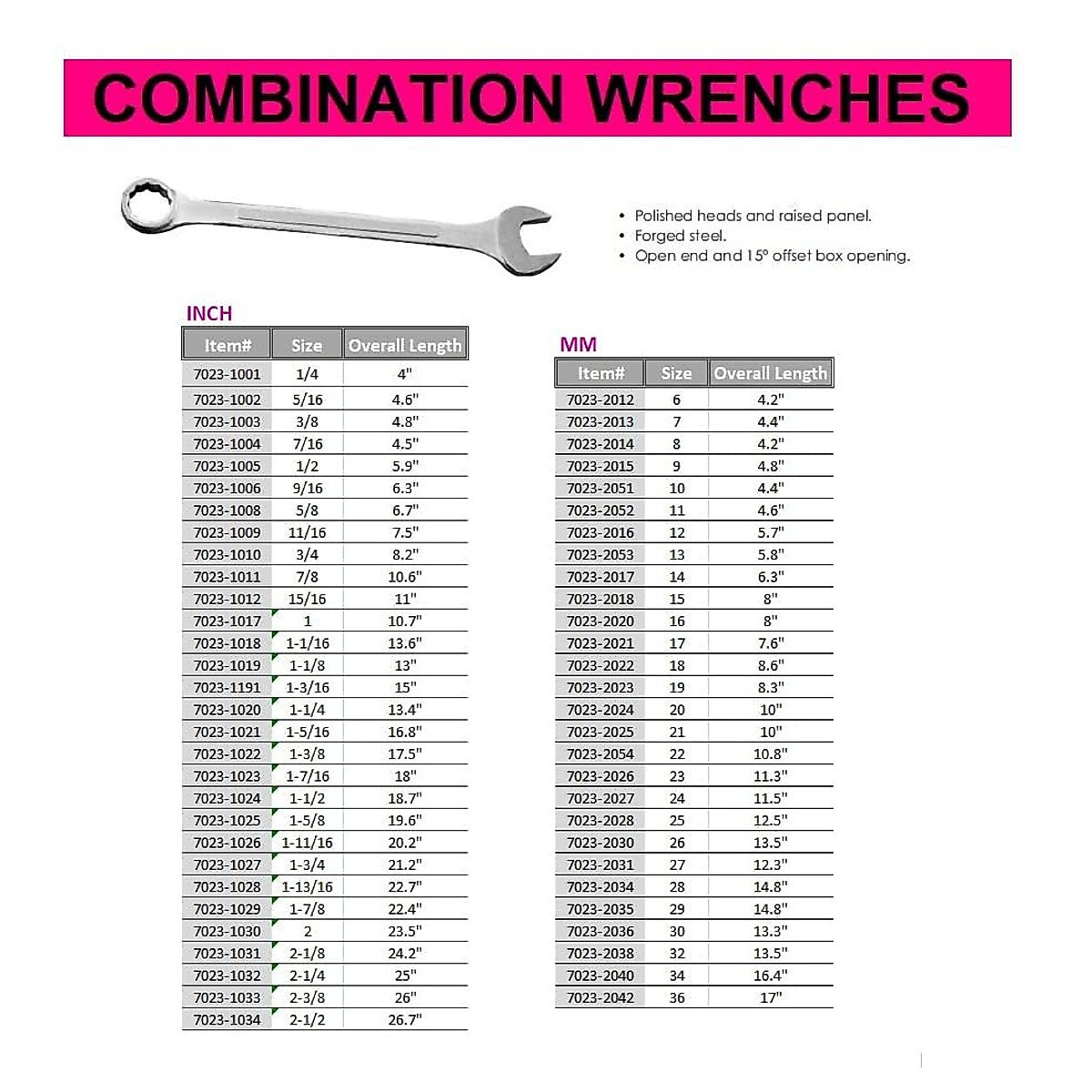 HHIP 7023-1005 Combination Wrench, 1/2"