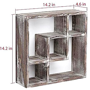 J JACKCUBE DESIGN Rustic Cube Storage Wood Shadow Box Display case 5 Compartments Wall Mount or Freestanding Box Shelves for Bathroom, Kitchen, Bedroom, Living Room -MK510A