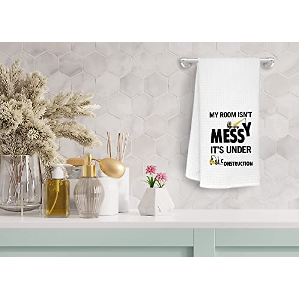 ZJSYXXU Boy's Favorite Toy Mobile Machinery Shop Towels,My Room Isn’t Messy It’s Under Construction Bath Towels Dish Towels Tea Towels Hand Towels,Gifts for Men Teenage Boys Boyfriend Kids Son