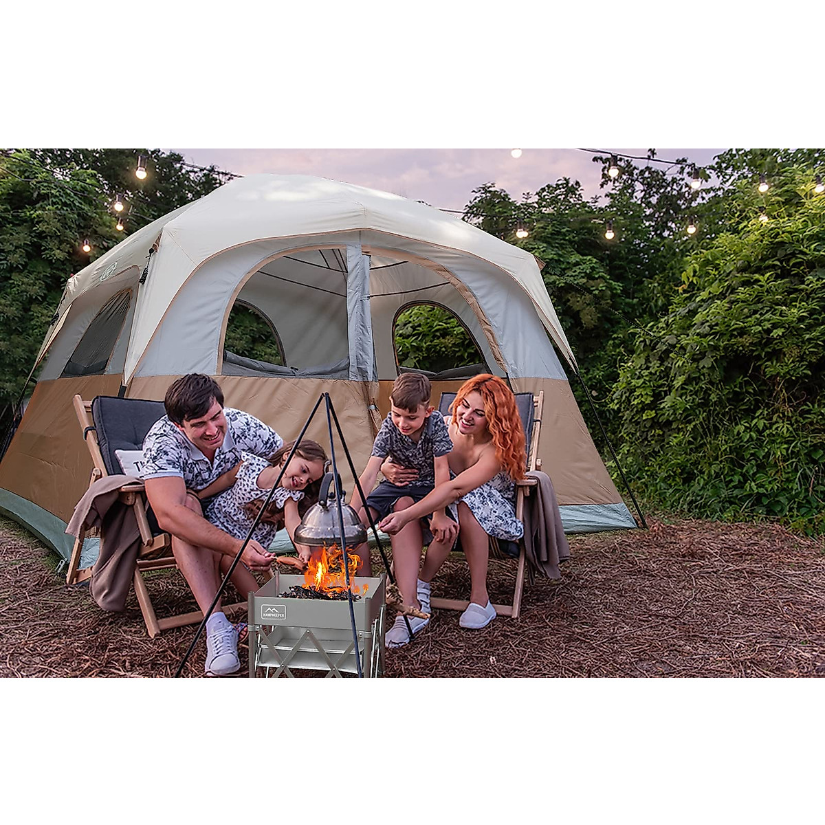 KAMPKEEPER Fire Pit 18 Inch Outdoor Wood Burning Fire Pit,Portable Fire Pit for Camping, Beach Parties,and More,Included Heat Shield for Leave No Trace Fires