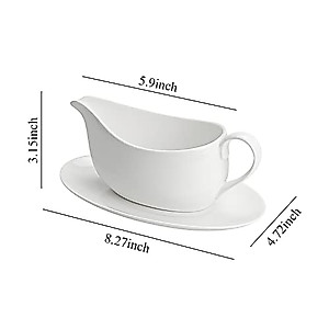 Gravy Boat, 17 Oz Gravy Boat with Saucer Gravy Bowl for Gravy Salad Spout Milk 1 PC