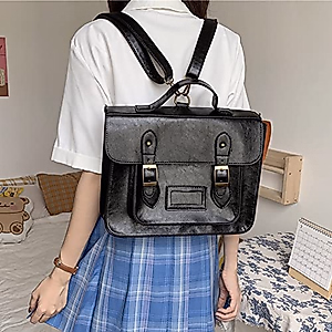 CUSALBOY Wednesday Aesthetic Backpack For Teens Y2K Gothic Preppy Backpack Japanese Leather Book Bag Wensday Backpack (black)