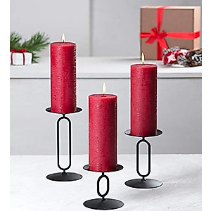 Candle Holders Black Metal Base Candleholders for Desk Top Decoration Table or Mantel Centerpiece in Dining & Living Room, Candelabra for flameless LED, Sphere & Pillar Candles (Set of 3)