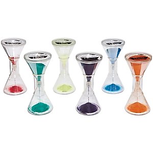 Sportime Sense of Timer Sand Timers - Set of 6 - Assorted Colors and Times