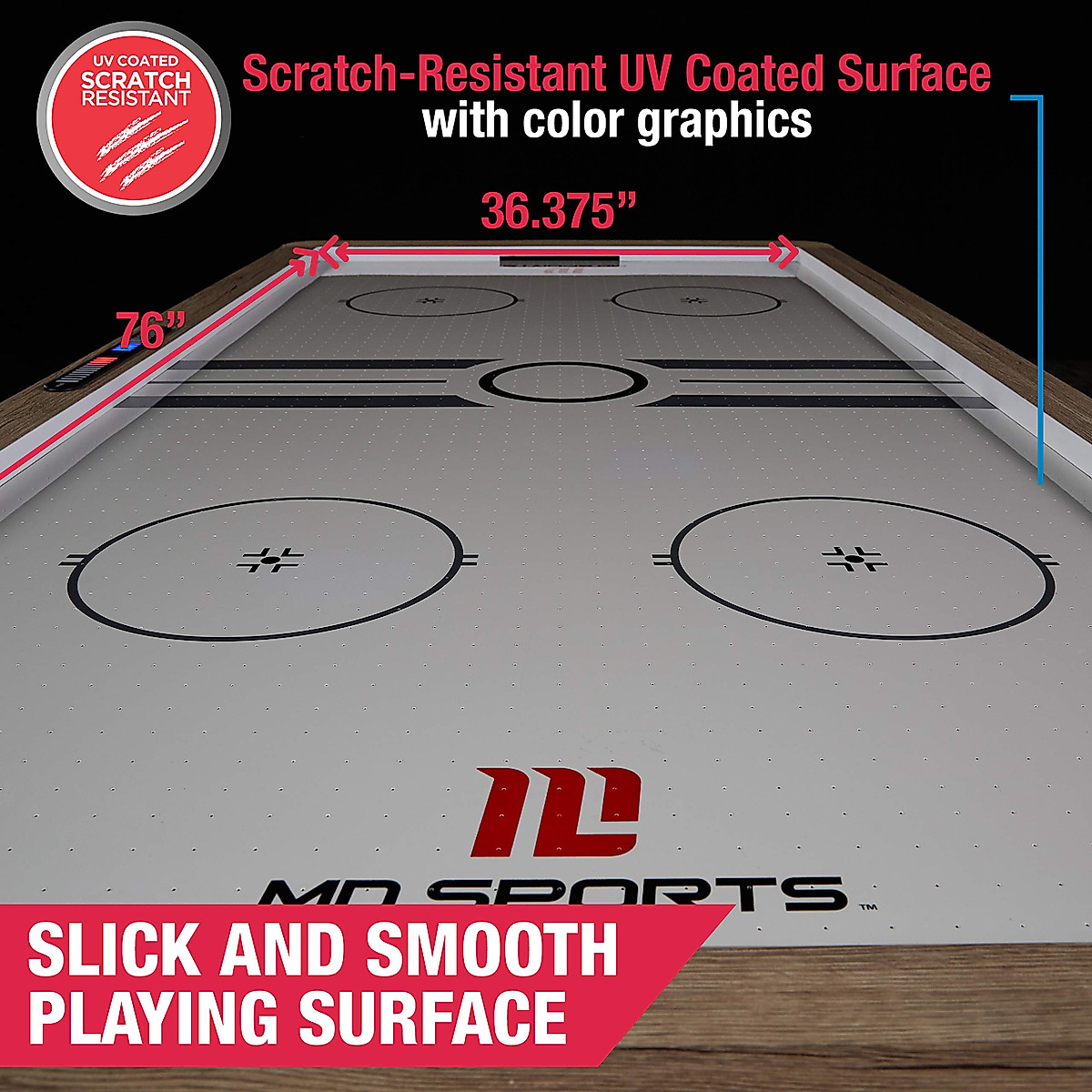 MD Sports 7' Hinsdale Air Powered Hockey Table with Pusher and Puck Set