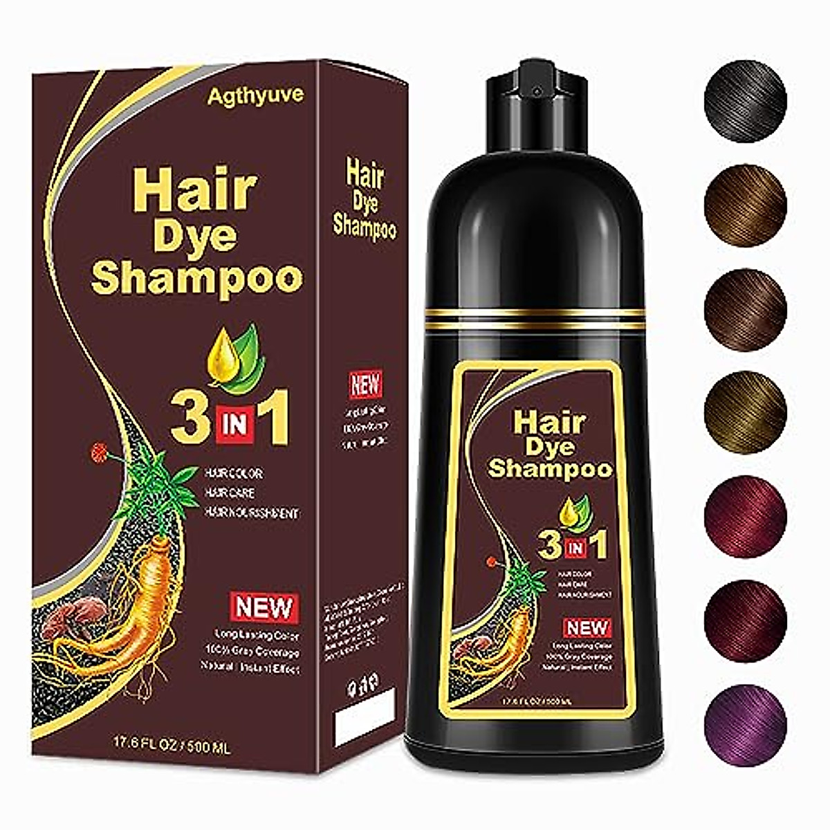 Hair Dye Shampoo 3 in 1, Deep Wine Red Hair Dye 16.9 FL Oz, Deep Wine Red Hair Shampoo, Semi-Permanent Hair Dye Shampoo, 100% Gray Hair Coverage, Effect in 5 Minutes, Lasts 30 Days Hair Color Shampoo (deep wine red)
