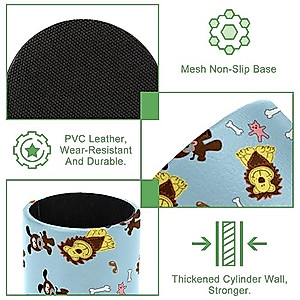 Large Capacity Round Pen Holder for Desk Cartoon Mini Animals Pencil Cup Organizer for Office, Classroom, Home, PU Leather Makeup Brush Holders