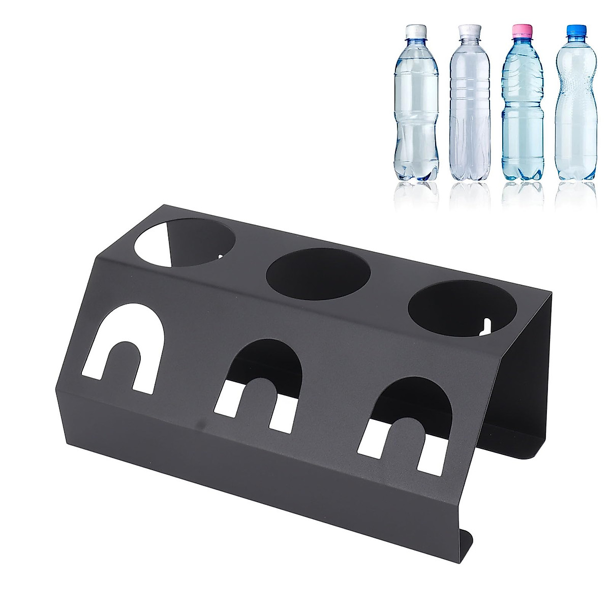 Soda Bottle Holder, Soda Bottle Draining Rack 3 Holes Anti Scratch Non Slip for Home (Black)