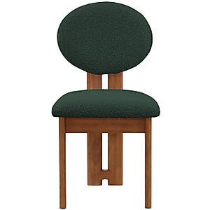 Meridian Furniture 489Green-C Napa Collection Mid-Century Modern Boucle Fabric Upholstered Dining Chair with Rich Green Boucle Fabric, Solid Wood, 17.5" W x 20.75" D x 35.75" H, Green, Set of 2