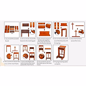 Prayer Bench Stool,Solid Wood Prayer Kneeler with Bench and Folding Table Top in Home,Church Prayer Table Chair Padded Kneeler Shelf for Kneeling at Home,Religious Gifts