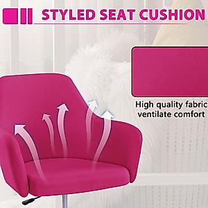Gustonhon Velvet Home Office Chair with Gold Base,Comfortable Modern Cute Desk Chair, Adjustable Swivel Task Chair for Living Room Bedroom Vanity Study with Wheels Aesthetic Office Chair, (Pink)