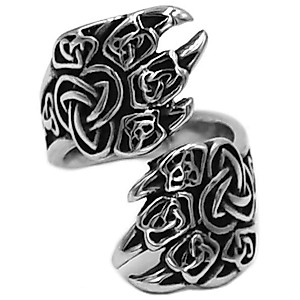 Fantasy Forge Jewelry Viking Bear Claw Ring Mens Womens Norse Style Silver Stainless Steel Celtic Band Sizes 7-13 (12)