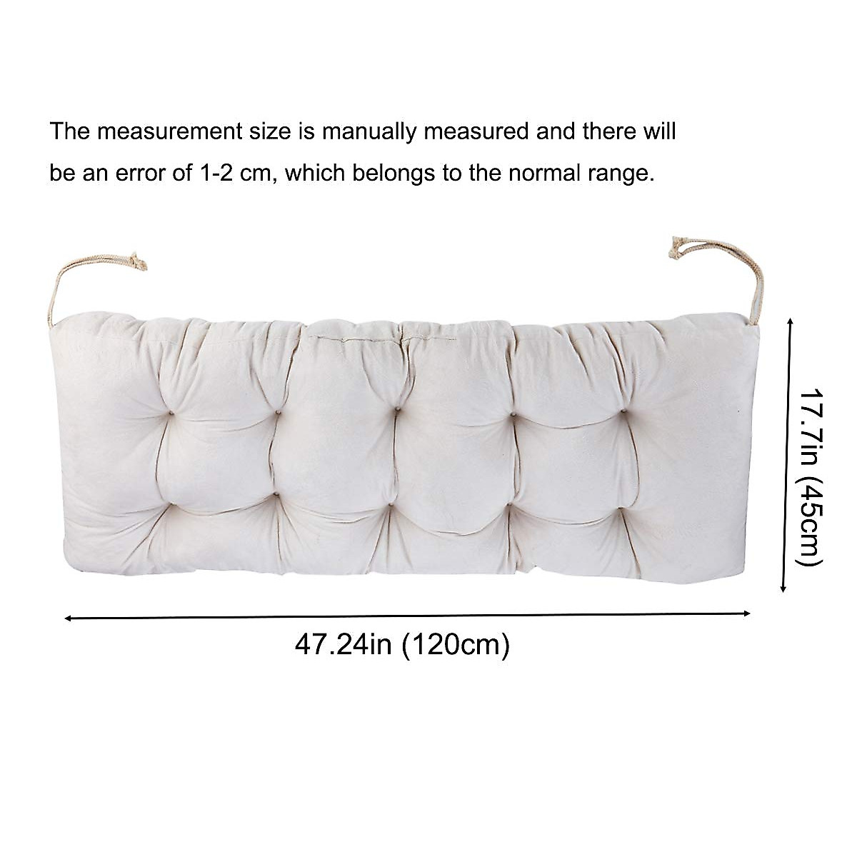 Big Hippo Indoor Bench Cushion, Soft Thicken Bench Cushion Bench Pads with Ties - 47.24x17.71x1.96 Inches, Beige