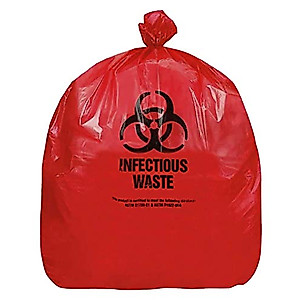 Resilia Medical - Biohazard Bags - Hazardous Waste Disposal, Meets DOT ASTM Standards for Hospital Use, Red, 40-45 Gallon, 40x46 Inches, 20 Bags