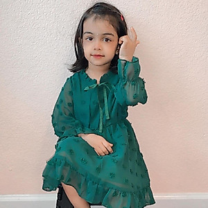 Maacie Girls Fall Casual Dress Christmas Dress Holiday Dress Babydoll Dress Green 18M