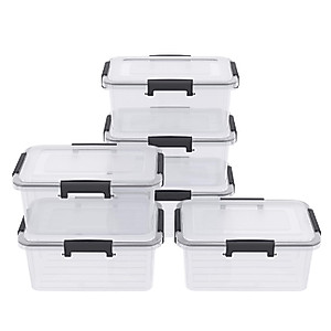 Joyeen 10 Liter Plastic Storage Conatiner, 6 Pack Clear Latch Boxes with Seal Circle/Lids
