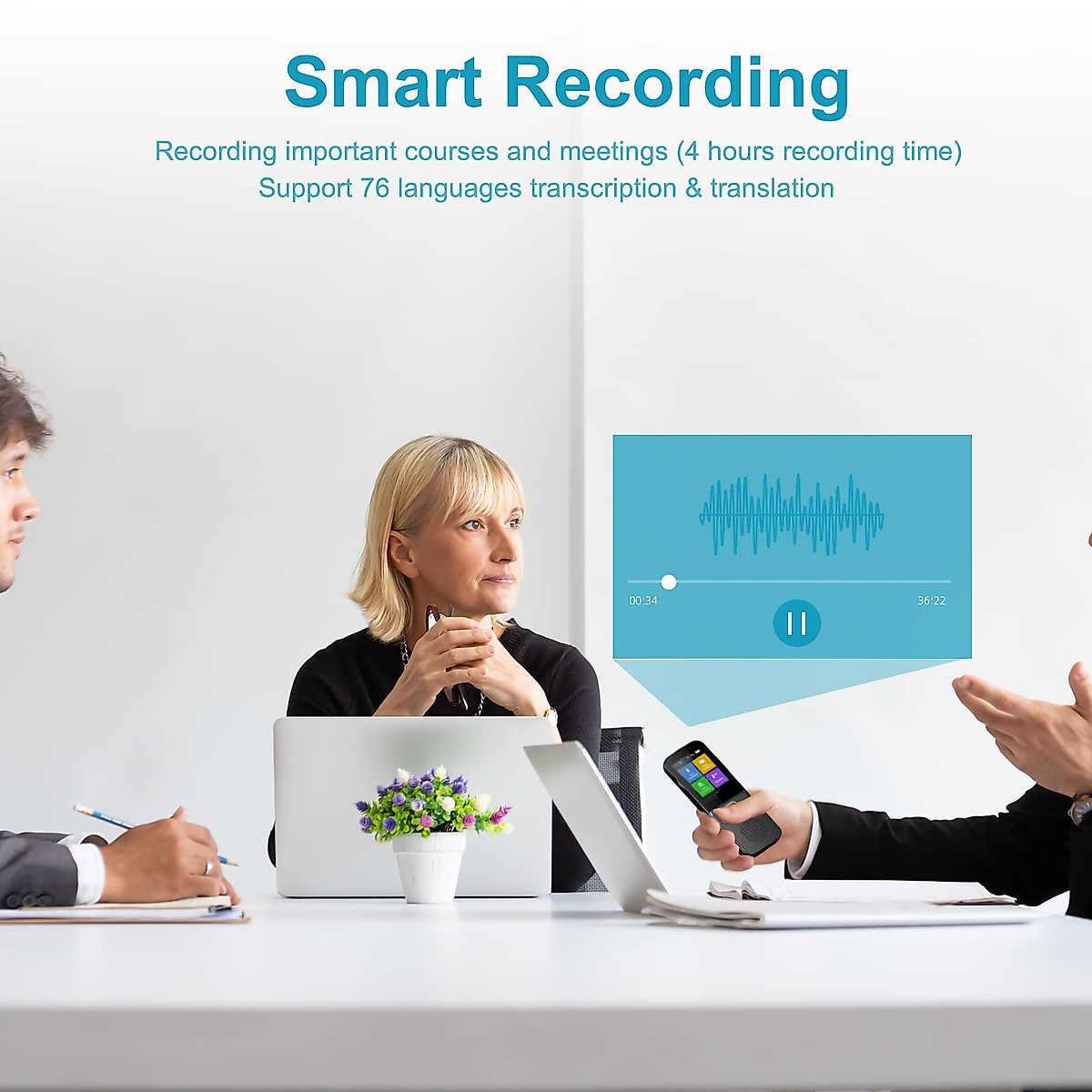 Language Voice Translator Device Portable Smart Translator Two Way Online 138 Languages Real Time - Black