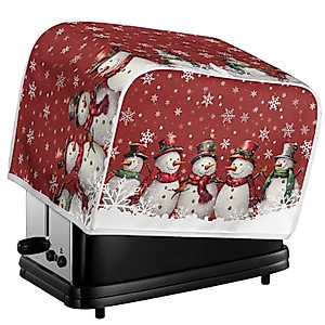 Baxinh Christmas Snowman Printed Bread Machine Cover, 4 Slice Toaster Cover Kitchen Appliance Cover, Anti-Dust Toaster Cover Bakeware Protector, Washable Appliance Cover for Kitchen Accessories