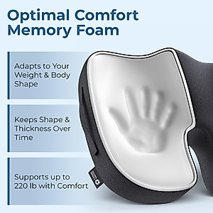 Seat Cushion Pillow for Office Chair - Memory Foam Firm Coccyx Pad - Tailbone, Sciatica, Lower Back Pain Relief - Lifting Cushion for Car, Wheelchair, School Chair, Computer and Desk Chair