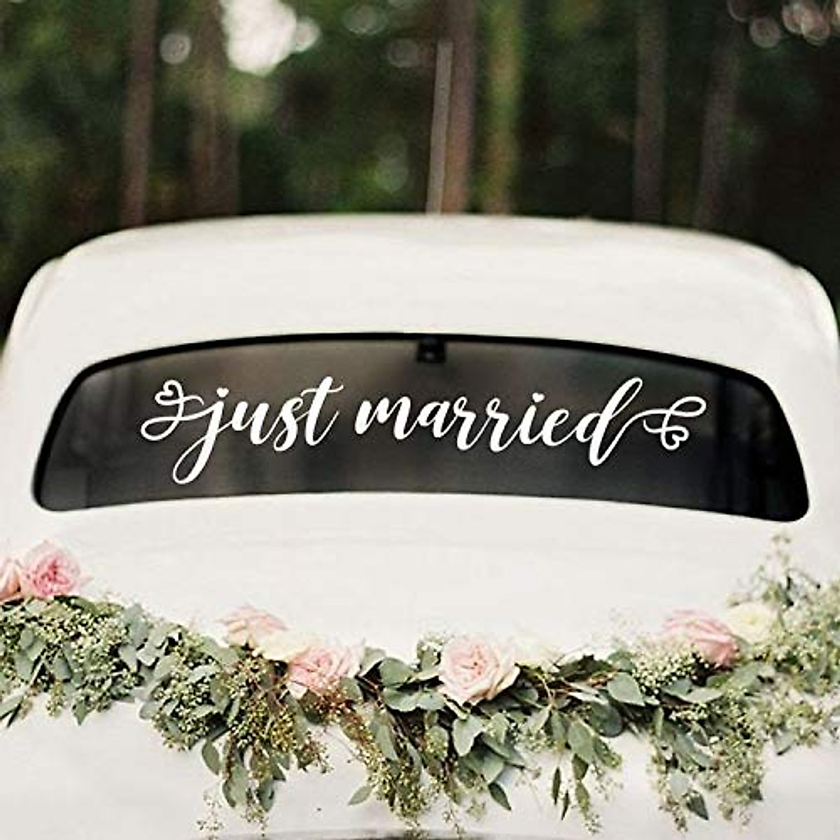 Just Married Wedding Banner Car Decorations (Banner + LED Light + Decal)