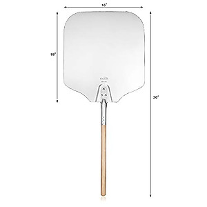 New Star Foodservice 50196 Aluminum Pizza Peel, Wooden Handle, 16 x 18 inch Blade, 36 inch overall