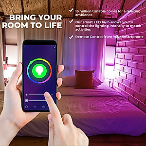 E26 Warm RGBW Color Changing RGB LED 10W 850LM with 16 Color Changing ModesBulb, Dimmabled Nursery Night Light with App for Kids and Adult, 5700k Temperature Night Lamp for Bedroom and Home Party 1PCS