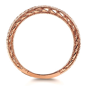 Kobelli Antique Style Engravings Wedding Band in 14k Rose Gold, Size 7, Rose Gold