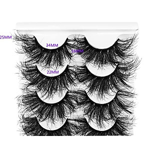 Gmagictobo False Eyelashes 25MM Lashes Fluffy Long Dramatic Faux 3D Mink Lashes Pack Thick Volume Criss-Crossed Soft False Lashes 5 Pairs Multipack