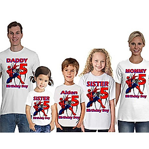Custom Spider Birthday Shirt with Any Name and Age Family Spider Birthday Shirts Handmade Kids Party Spider Birthday