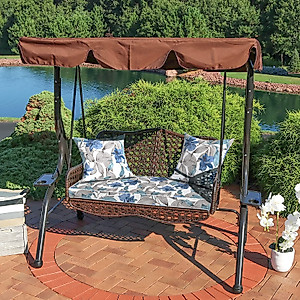DYTXIII Patio Outdoor Cushion Cover Slip Cover W45 x D18 x H3 Inch with Zipper for Bench Loveseat Furniture, UV Protection Cushion Covers Replacement Covers 1 Pack, Clemens Blue (Covers ONLY)