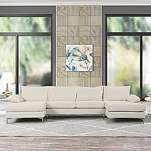 Casa Andrea Milano Modern Large BOUCLÉ U-Shape Sectional Sofa, Luxury Couch with Extra Wide Chaise Lounge, Couch for Living Room Apartment Lounge, Cream Boucle