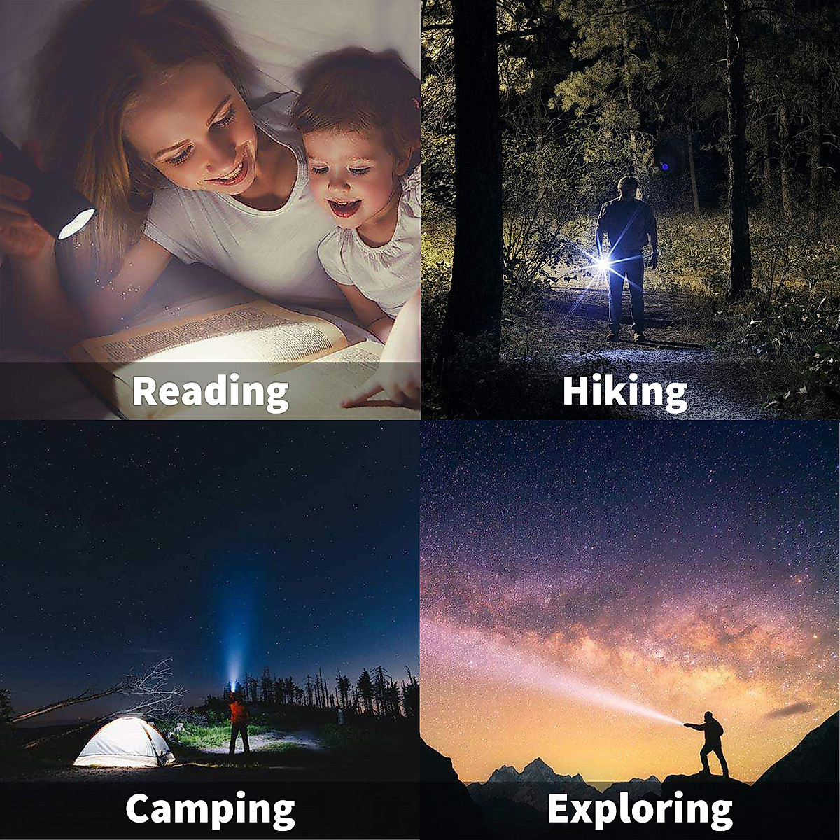 JARDLITE LED Emergency Handheld Flashlight, 4 Pack, Adjustable Focus, Water Resistant with 5 Modes, Best Tactical Torch for Hurricane, Camping, Dog Walking