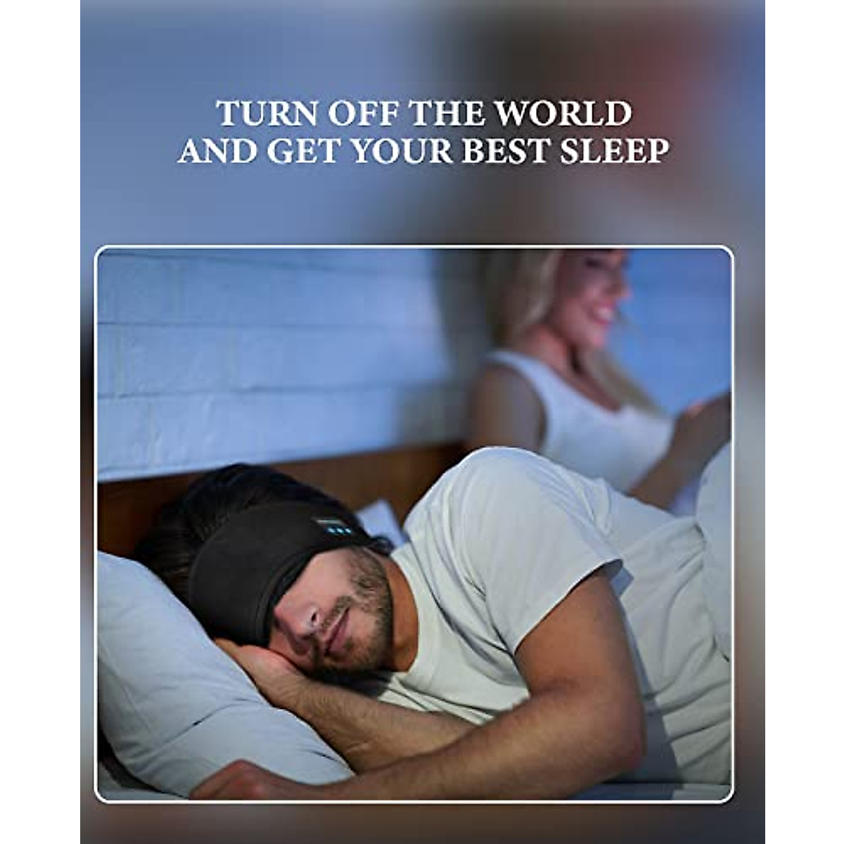 Sleep Headphones Sleep Mask Headphones, Wireless Eye Mask, Adjustable&Washable Music Travel Sleeping Headset with Built-in Speakers Microphone Hands-Free for Air Travel,Siesta and Sleeping