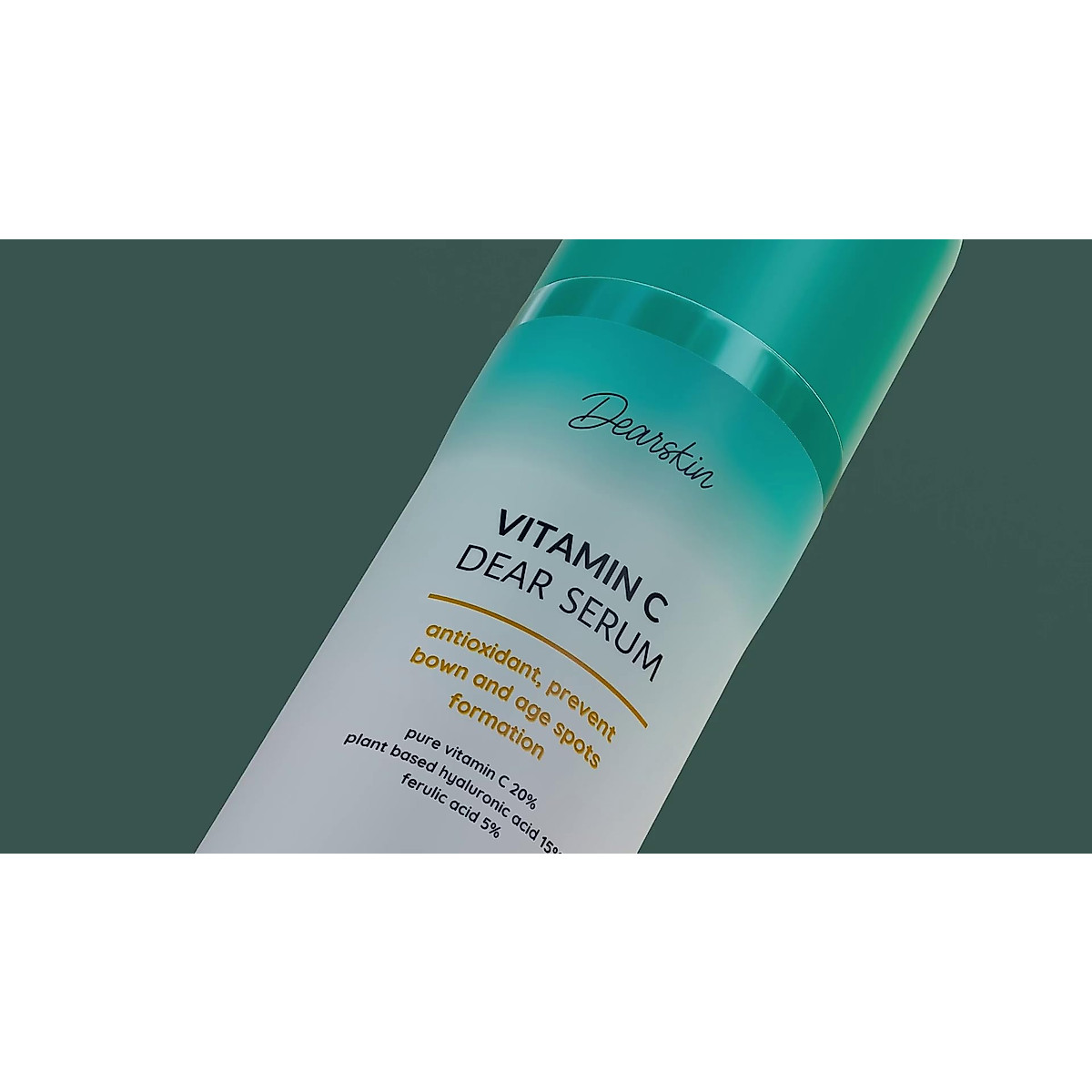 Dearskin Vitamin C Serum 20% - PURE L-ASCORBIC ACID, Ferulic Acid, Hyaluronic Acid Botanic, Vitamin E Organic Cruelty Free for Face and Neck Best Antioxidant, Treatment for Wrinkles, Men and Women